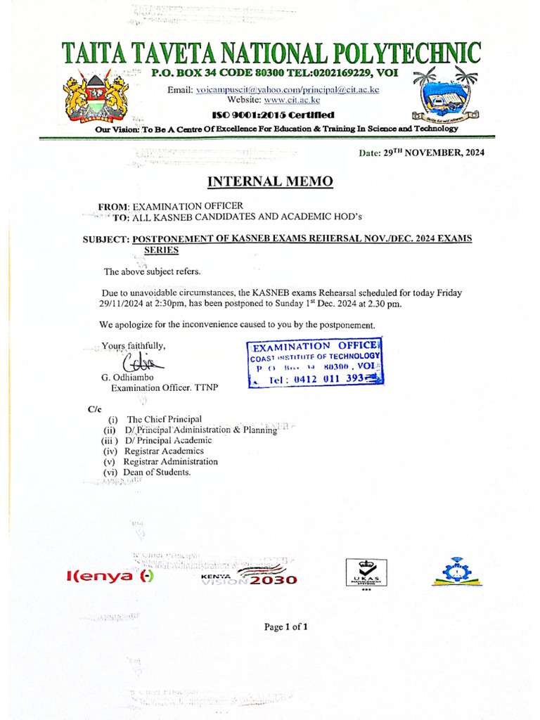 Postponement of Kasneb Exams Rehersal - 11-29-2024 14.14 | PDF