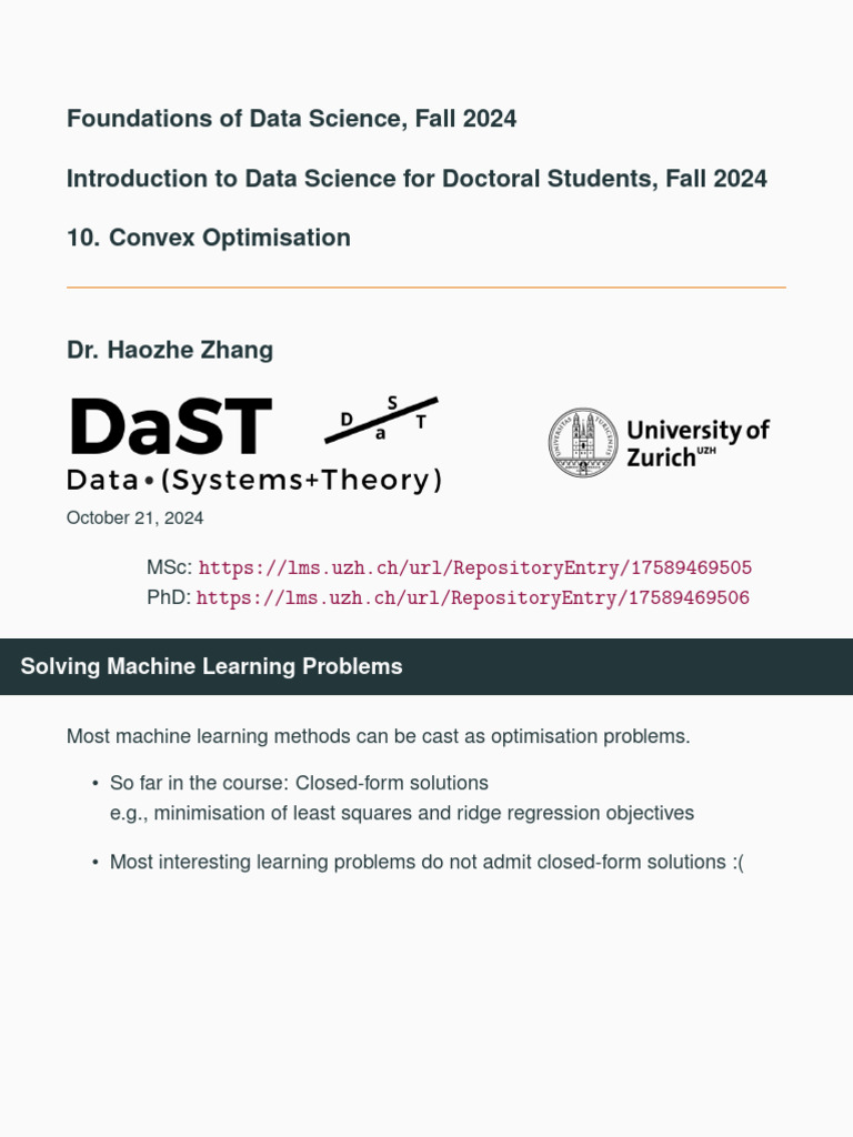 Convex Optimization in Data Science | PDF | Mathematical Optimization ...