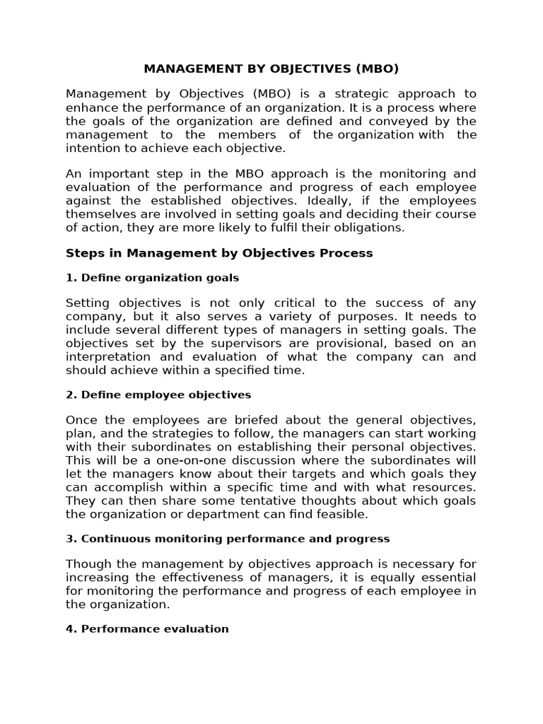 Management by Objectives Explained | PDF | Goal | Performance Appraisal