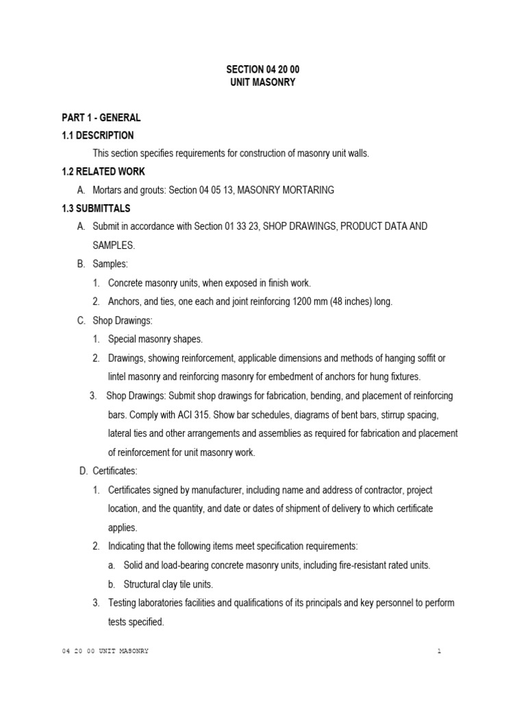 Unit Masonry | PDF | Masonry | Concrete