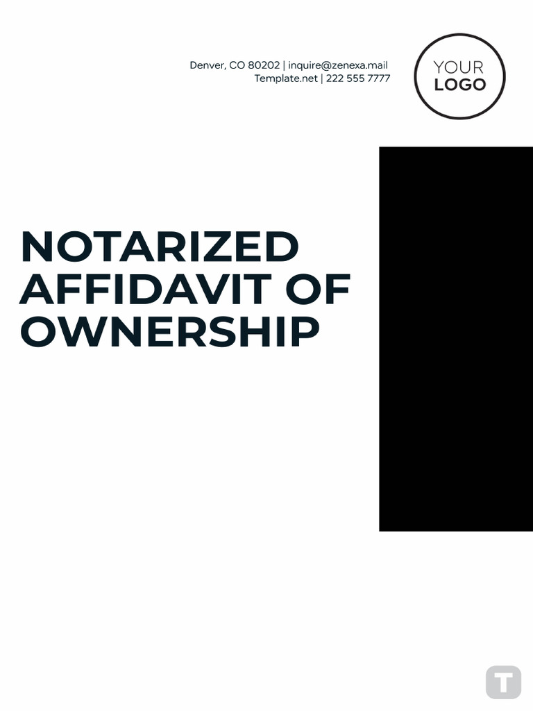 Free Notarized Affidavit of Ownership Template | PDF