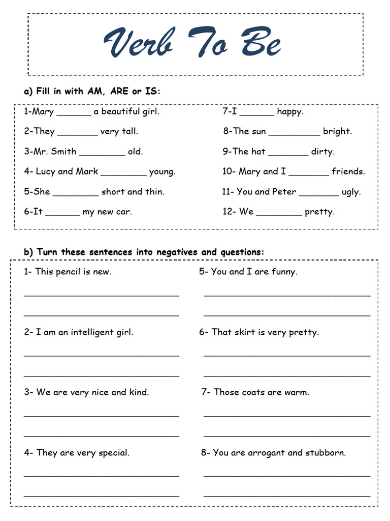 Verb To Be Workshop | PDF