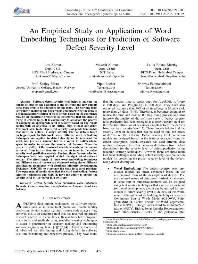 Predicting Software Defect Severity Levels | PDF | Support Vector ...