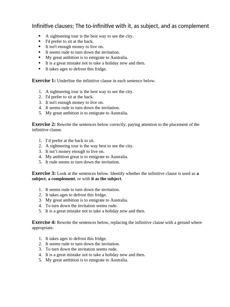 Exercises | PDF | Clause | Grammar