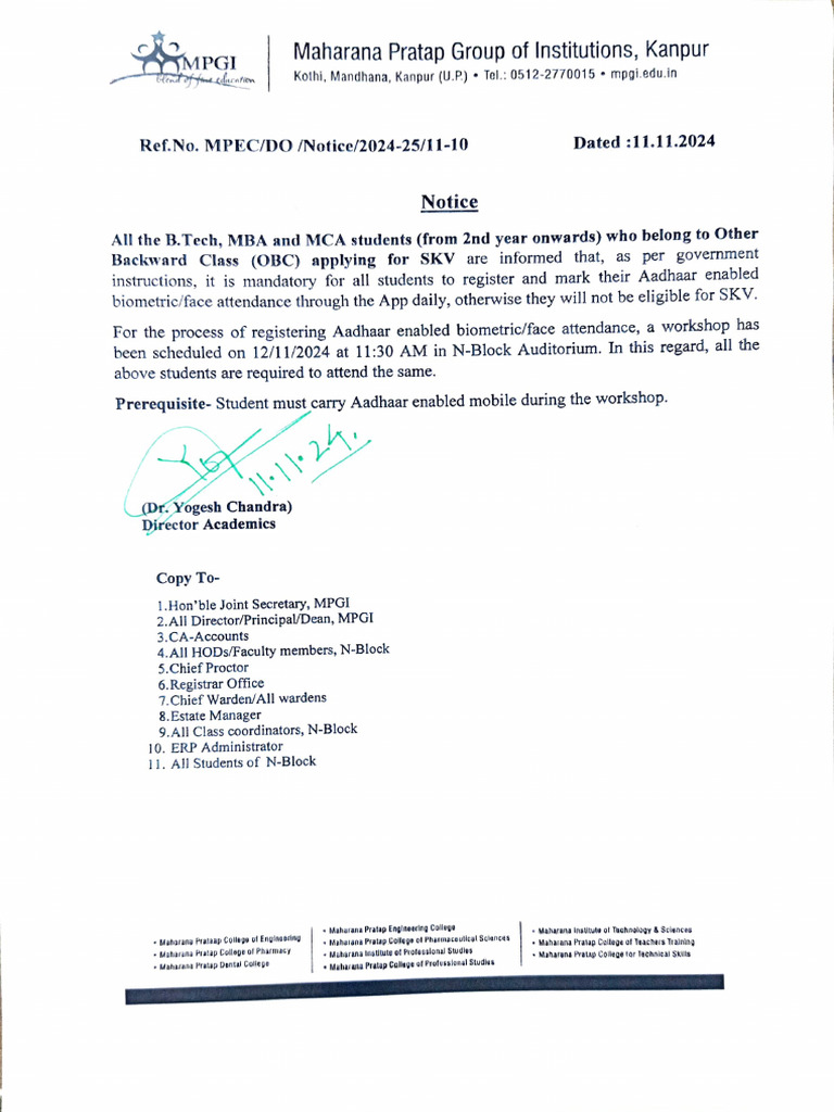 Notice For Students | PDF