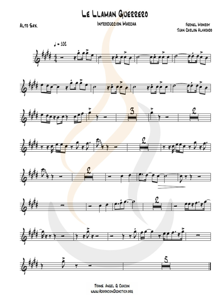 Le Llaman Guerrero Intro - Alto Sax | PDF