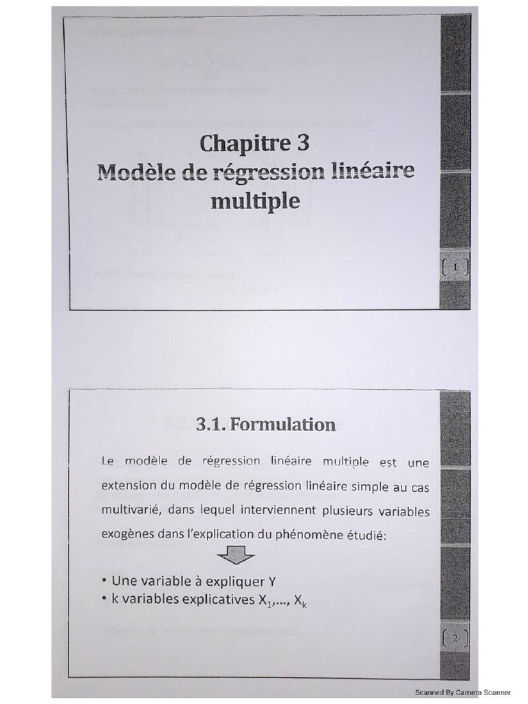 Chapitre3 - Modèle de Régression Linéaire Multiple | PDF