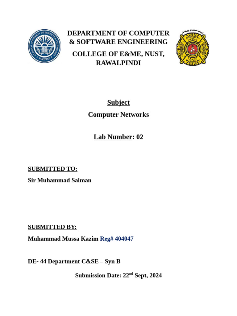 CN Lab2 Mussa | PDF | Computer Network | Transmission Control Protocol CN Lab2 Mussa | PDF | Computer Network | Transmission Control Protocol