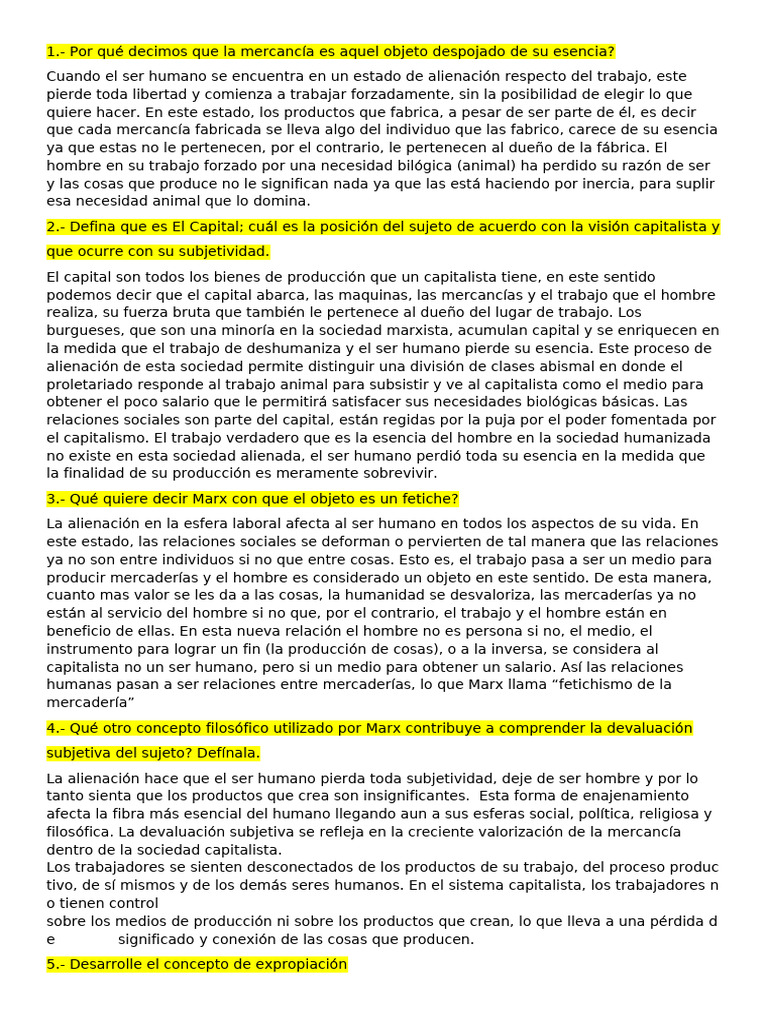Alienación y Capitalismo según Marx | PDF | La teoría de la alienación ...
