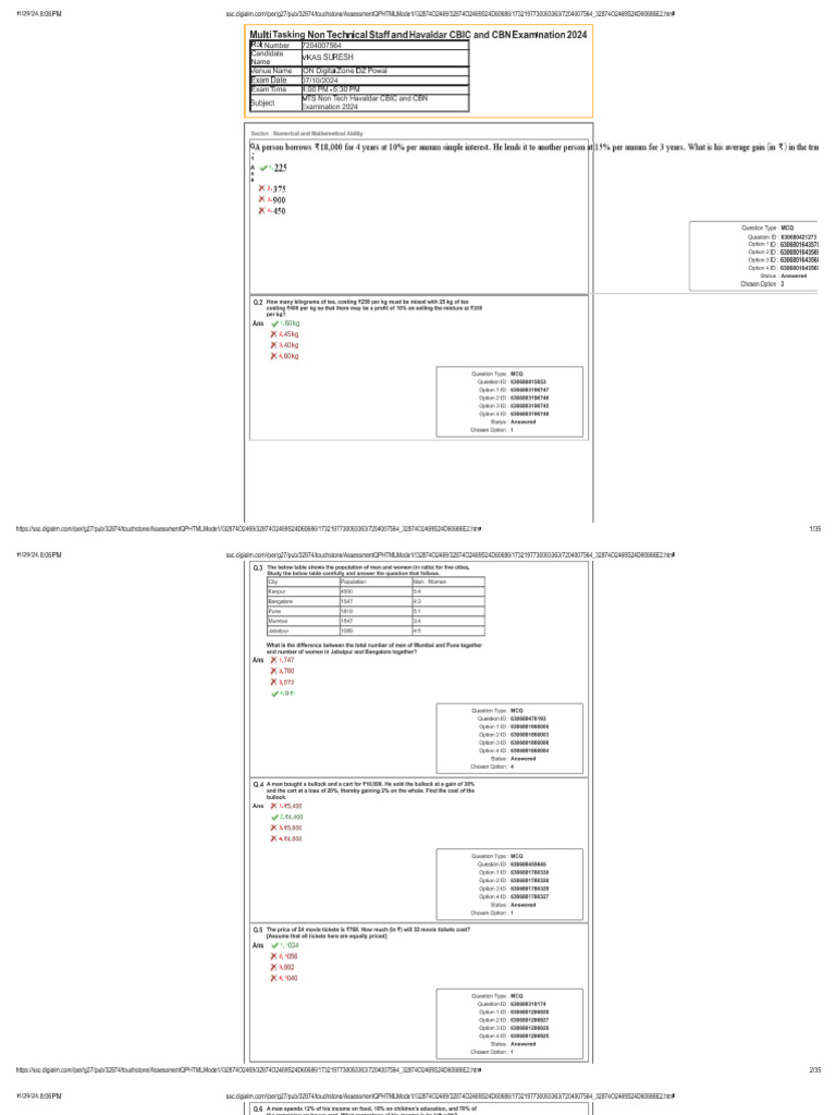 SSC Mts Answer Key 2024 | PDF