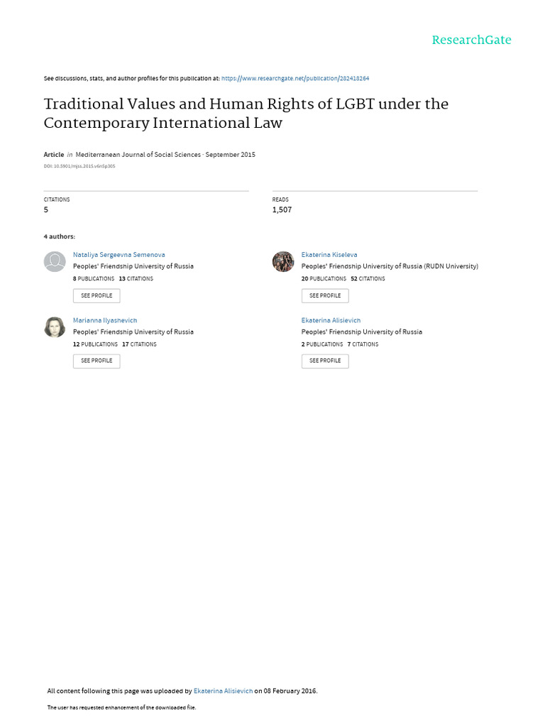 Traditional Values and Human Rights of LGBT Under | PDF | Human Rights ...
