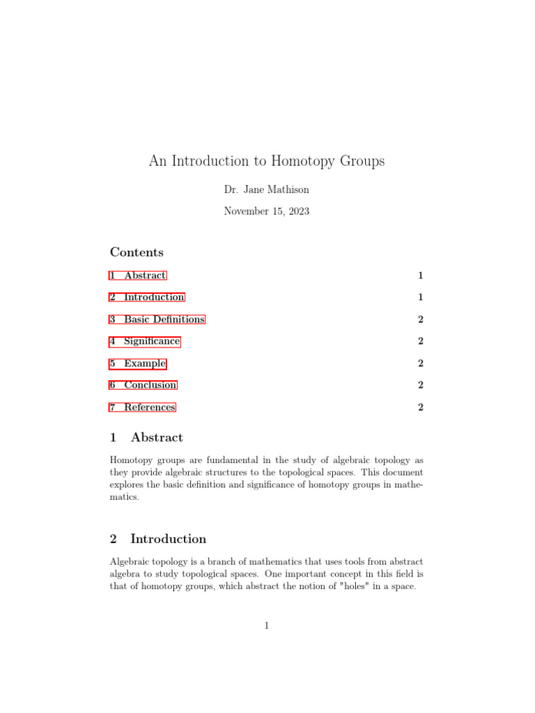 An Introduction To Homotopy Groups | PDF | Topology | Algebraic Topology