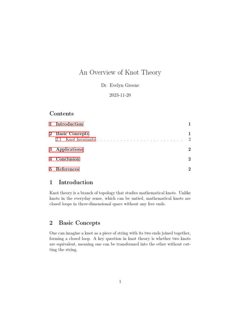 An Overview of Knot Theory | PDF
