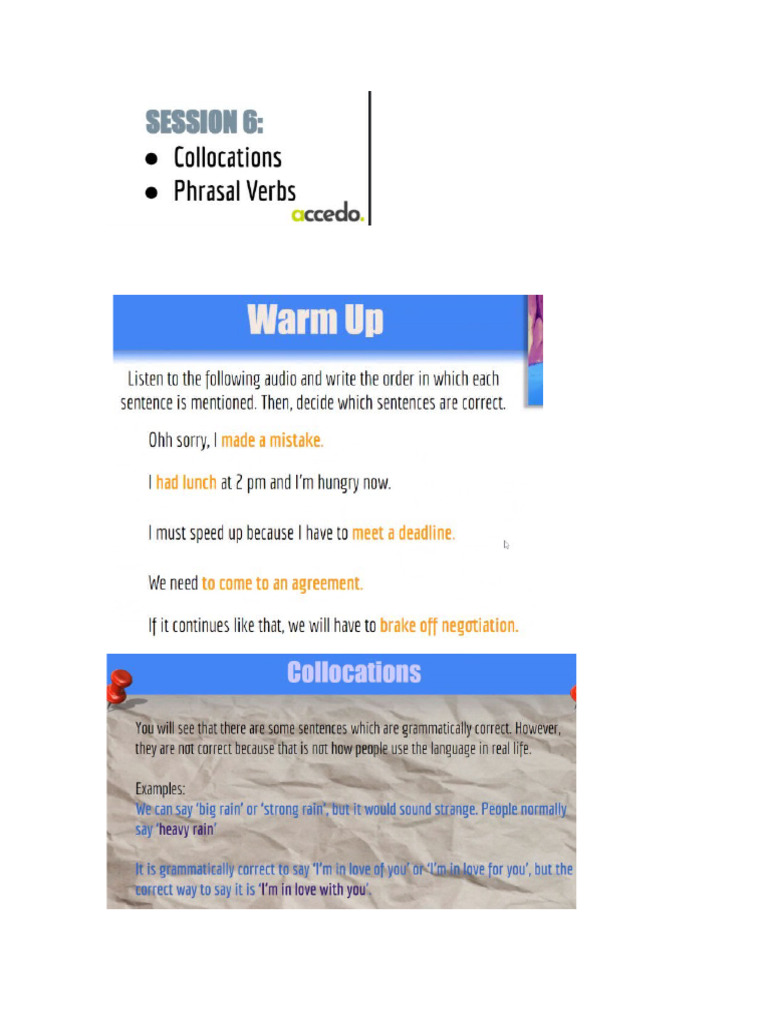 Collocations Phrasal Verbs | PDF