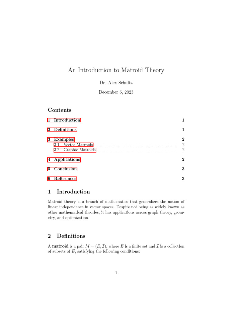 An Introduction To Matroid Theory | PDF | Geometry | Graph Theory