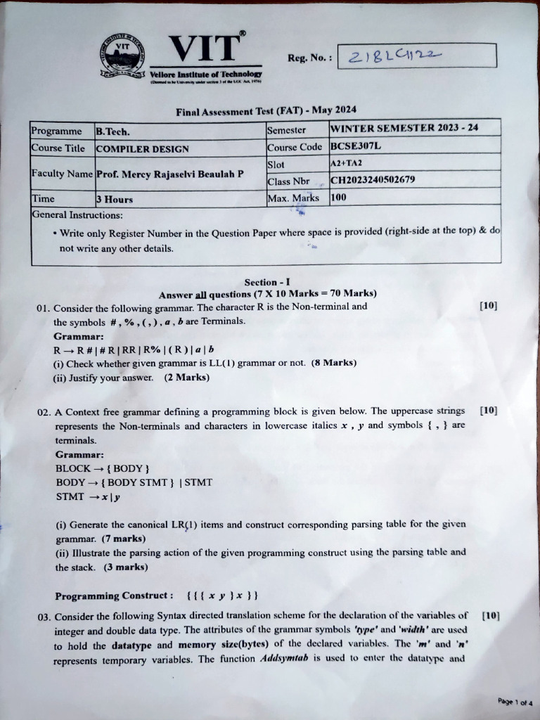 Bcse307l Fat A2 2024 | PDF | Integer (Computer Science) | Data Type