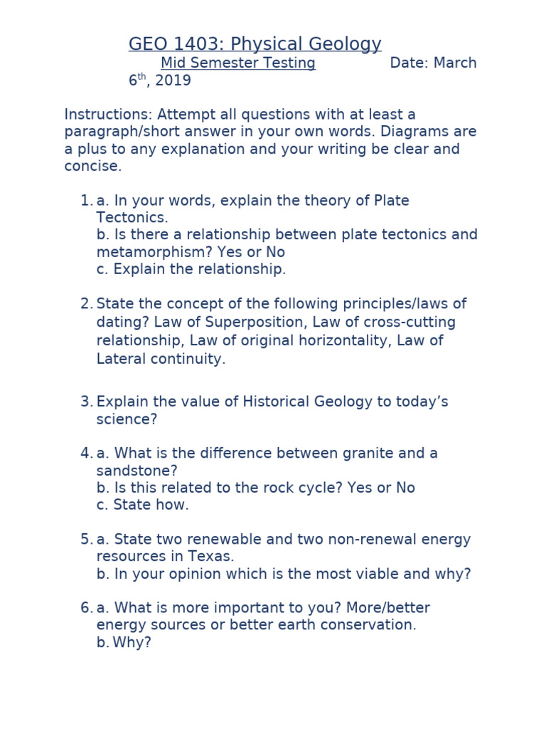 Historical Geology Test | PDF