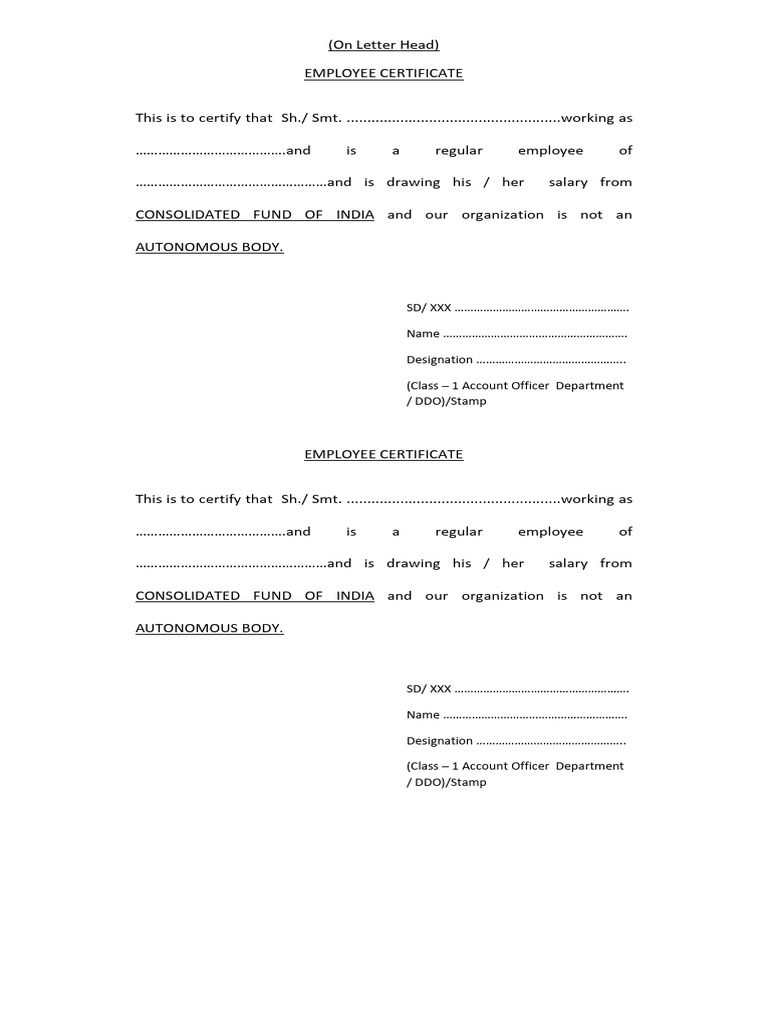 Employee Certificate Template | PDF