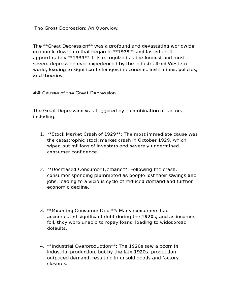 The Great Depression. | PDF | Great Depression | Financial Crises
