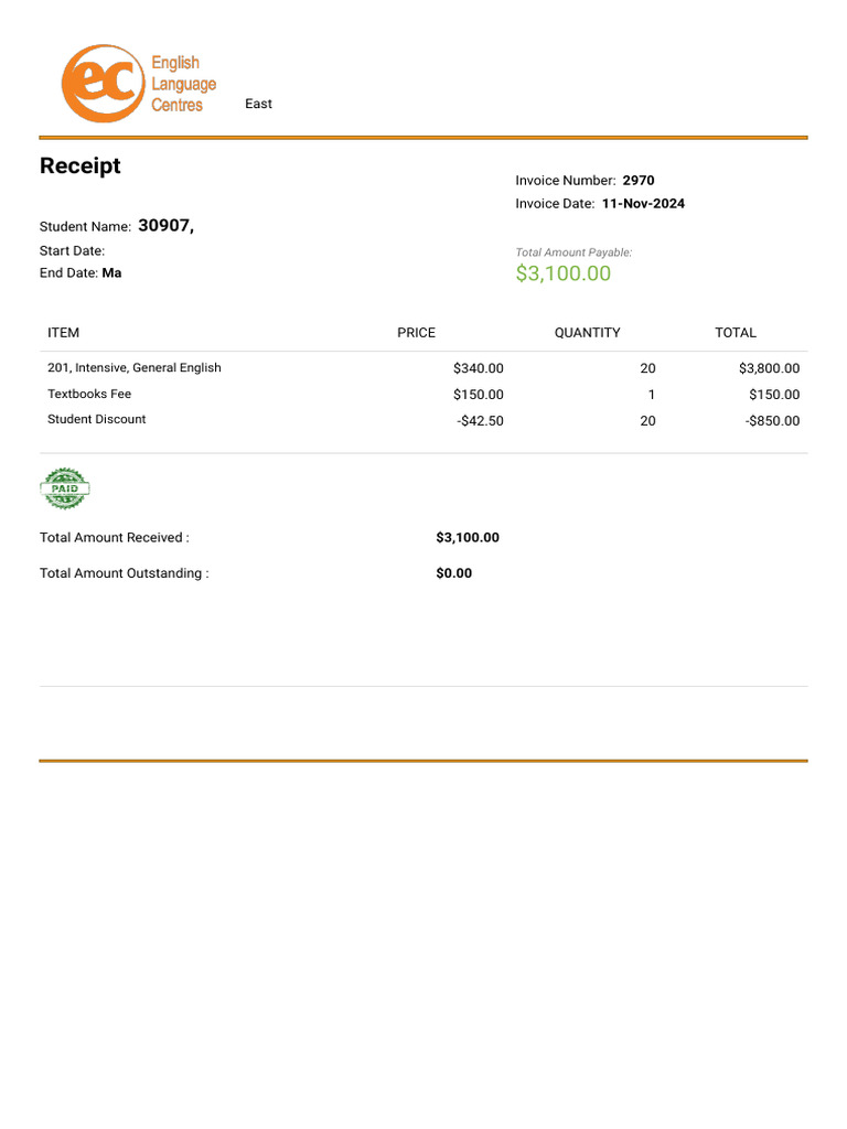 Student Invoice | PDF