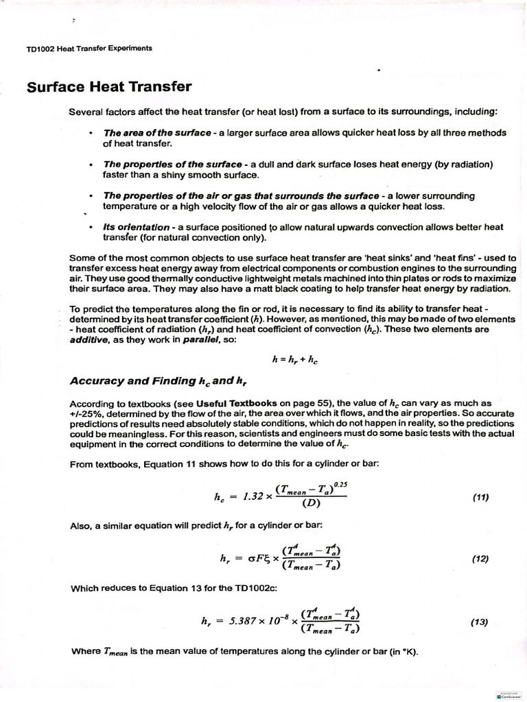 Extended Surface Heat Transfer Lab Manua | PDF