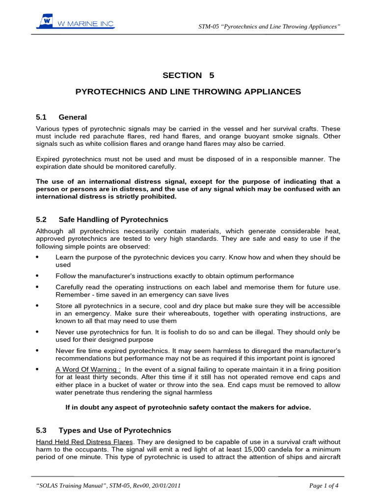 STM-05 (Pyrotechnics and Line Throwing Appliances) | PDF | Pyrotechnics