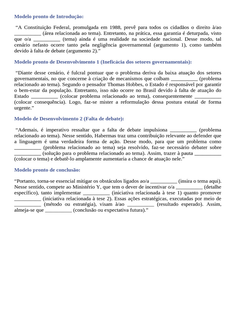 Modelo Pronto de REDAÇÃO | PDF