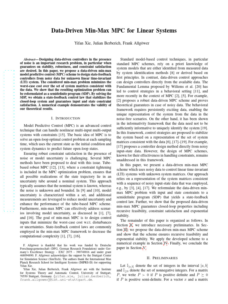 MPC and Data Driven Control | PDF | Applied Mathematics | Mathematics