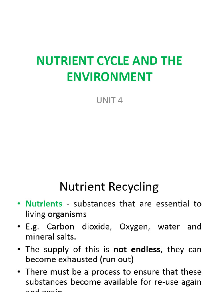 Nutrient Cycle and The Environment | PDF | Nitrogen | Oxygen