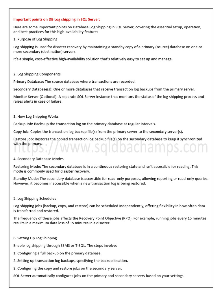 SQL Server Log Shipping Guide | PDF | Replication (Computing ...