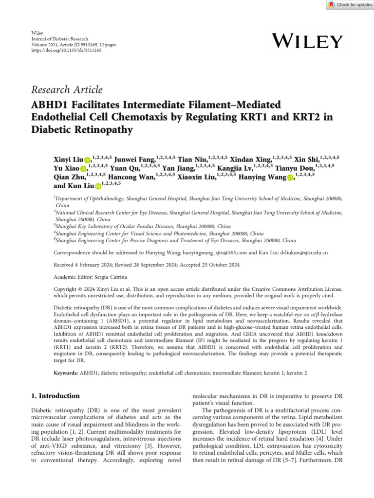 Journal of Diabetes Research - 2024 - Liu - ABHD1 Facilitates ...