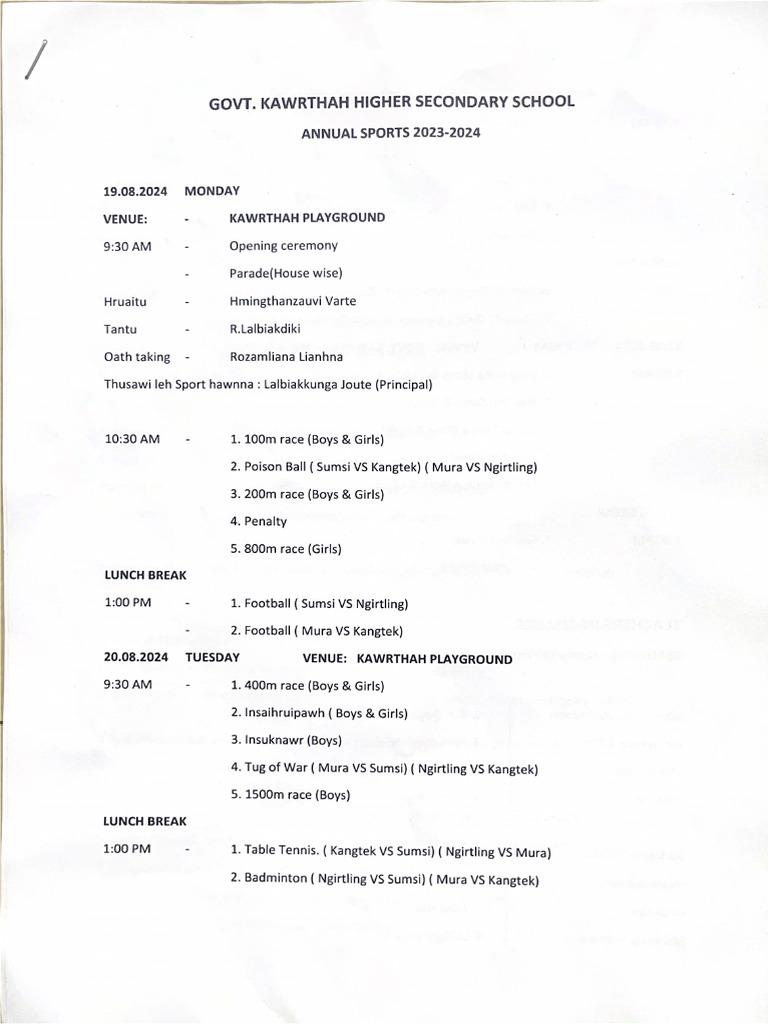 Sports Programme+Imp | PDF