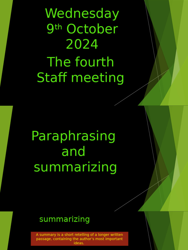 Paraphrasing and Summarizing | PDF