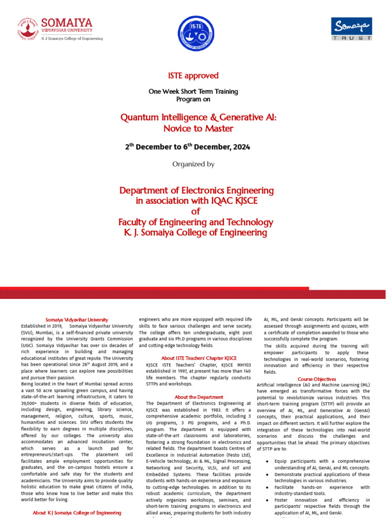 STTP - Quantum Intelligence & Generative AI - 2dec-2024 | PDF | Artificial Intelligence ...