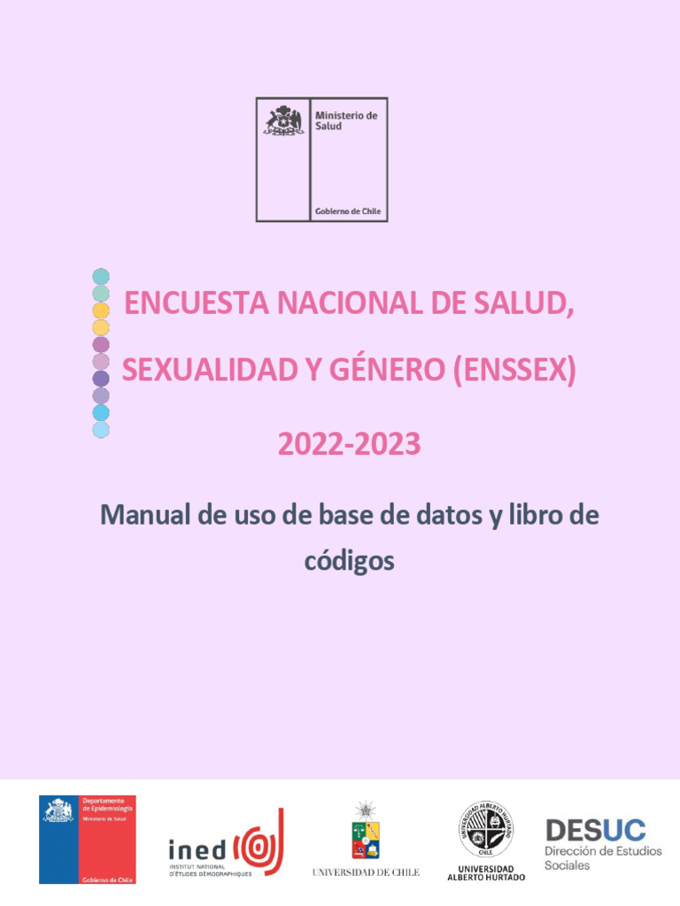 MINSAL ENSSEX 2022 2023 Manual de Uso y Libro de Codigos | PDF | Metodología de encuesta | Spss