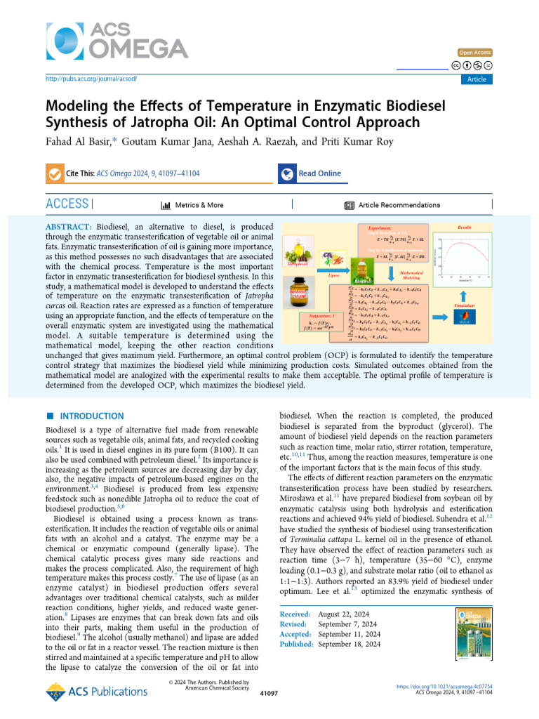 Modeling The Effects of Temperature in Enzymatic B | PDF | Enzyme ...