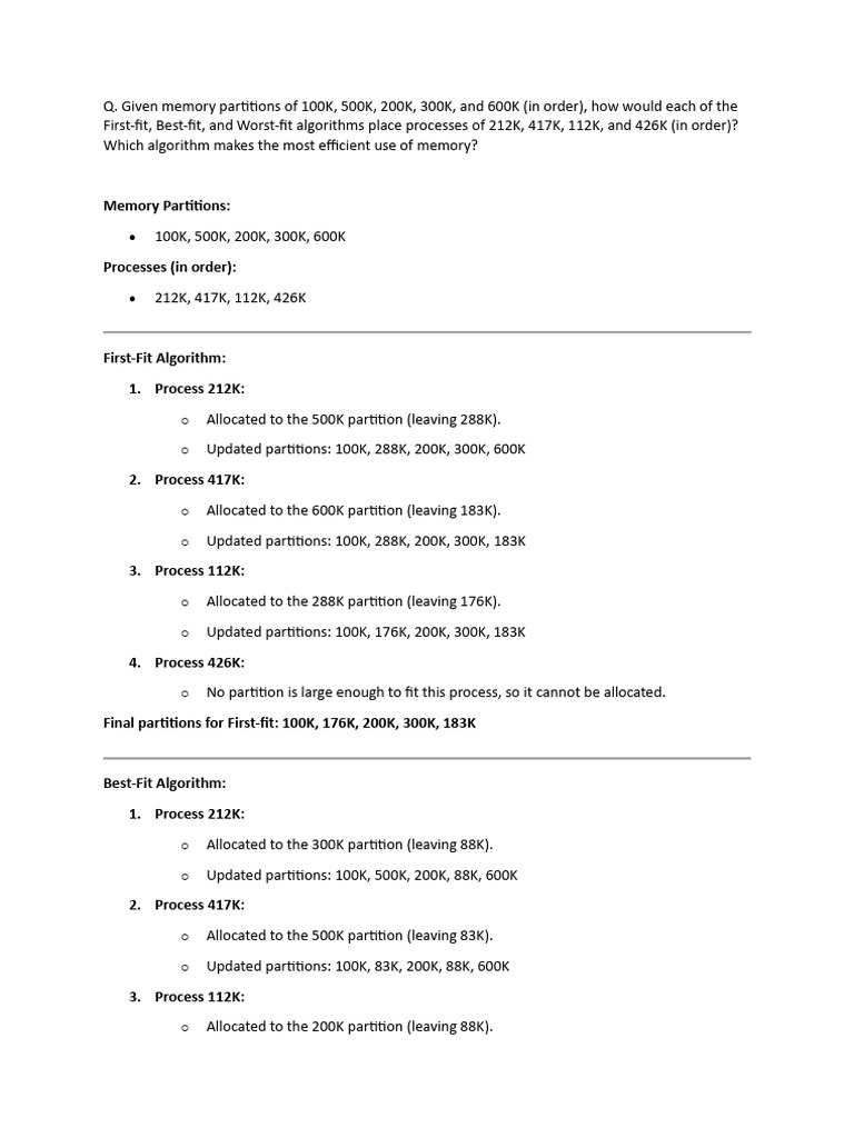 Memory Allocation Numerical | PDF | Algorithms | Algorithms And Data ...