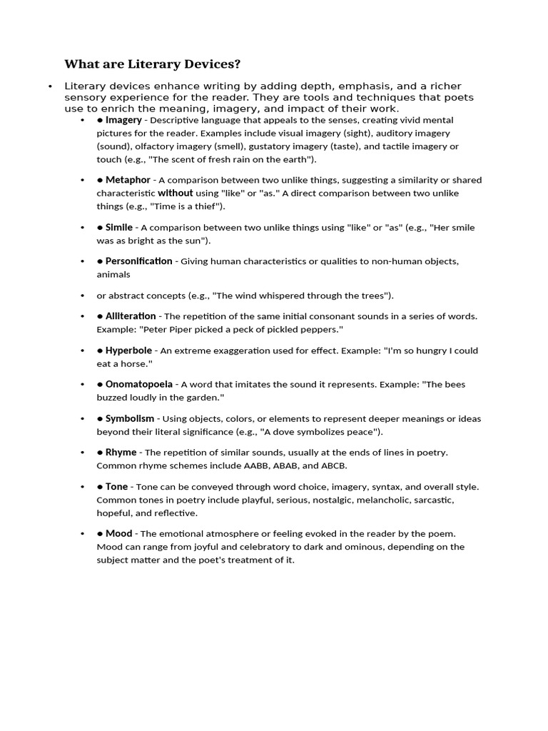 Literary Devices Explained | PDF