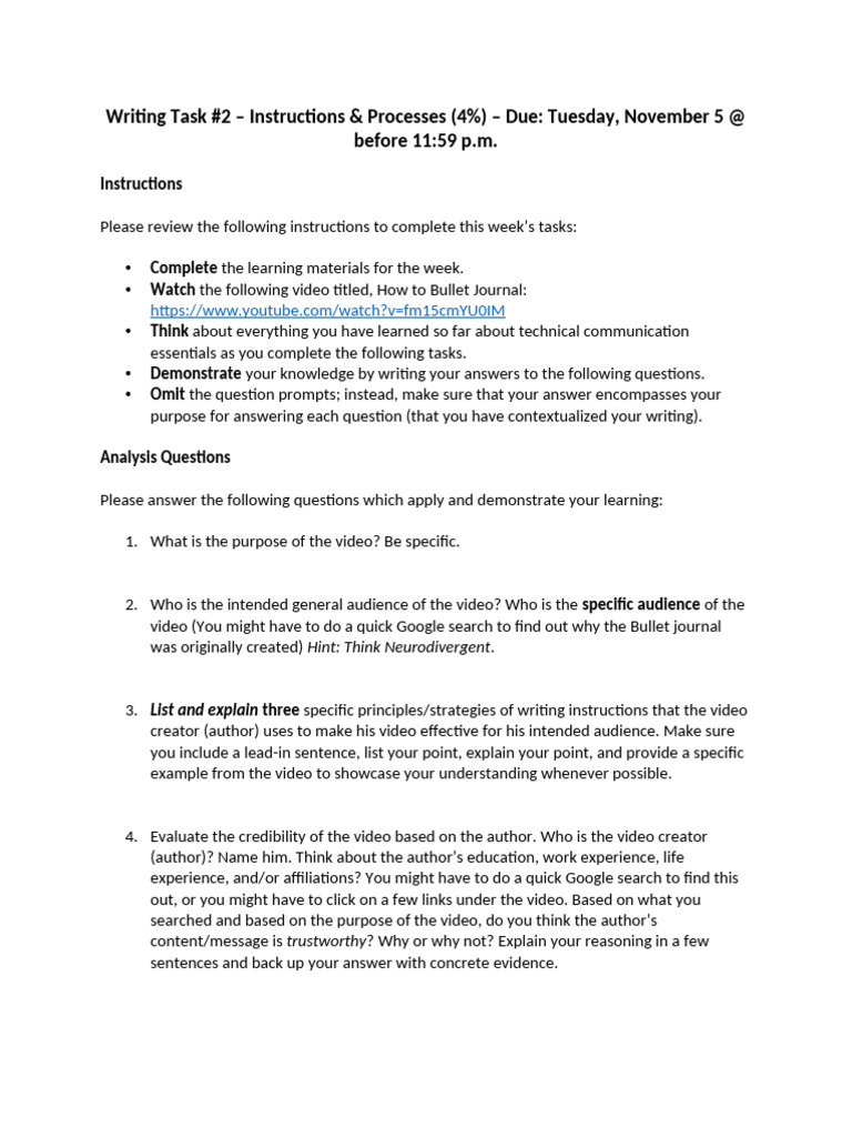 Writing Task #2 (4 - ) - Instructions & Processes | PDF | Behavior Modification | Cognition