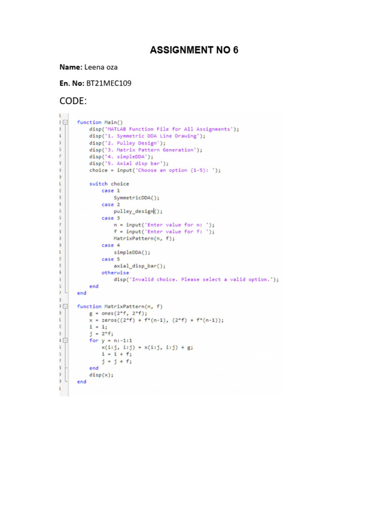 MATLAB Functions for Engineering Assignments | PDF