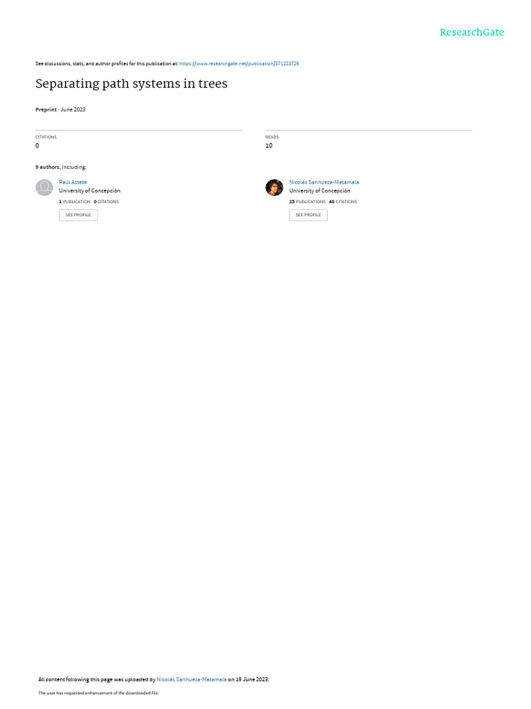 Separating Path Systems in Trees | PDF | Combinatorics | Discrete ...