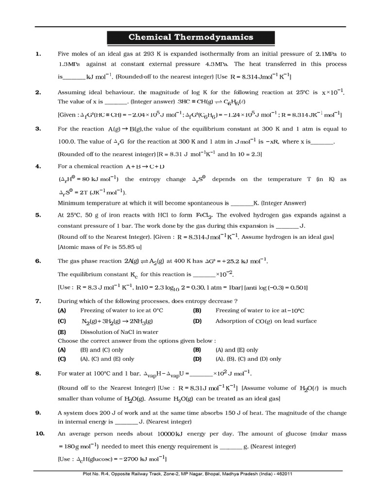 Chemical Thermodynamics | PDF