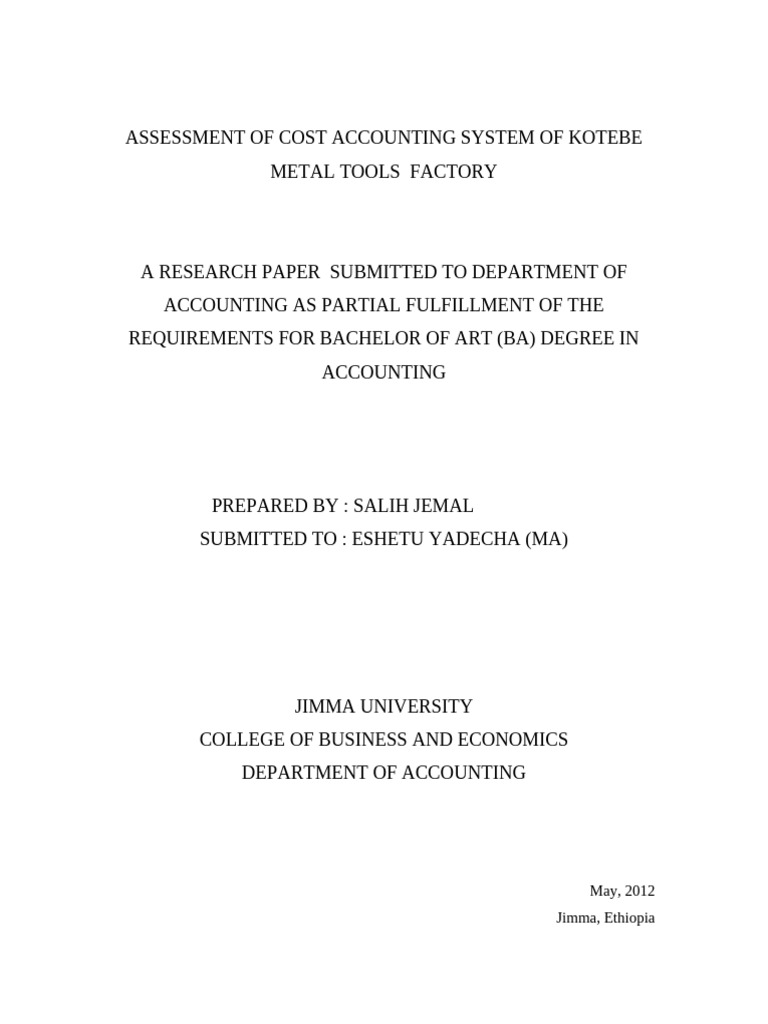 Sssss Assessment of Cost Accounting | PDF | Cost Accounting | Cost