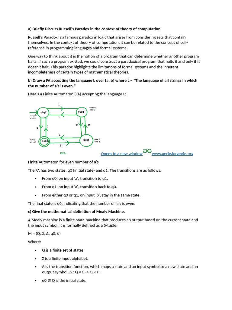 TOC Ansers | PDF | Automata Theory | Formalism (Deductive)