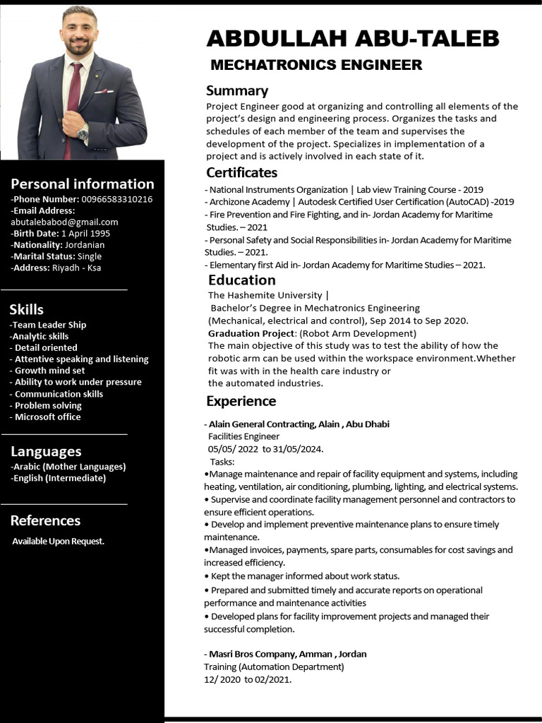 Abdullah Resume. | PDF | Jordan | Engineering