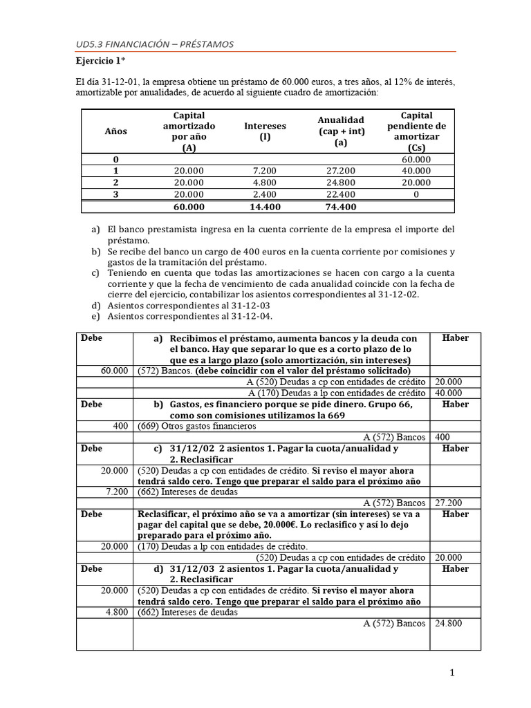 PRÉSTAMOS Ejercicios Sol | PDF | Finanzas y dinero | Crédito