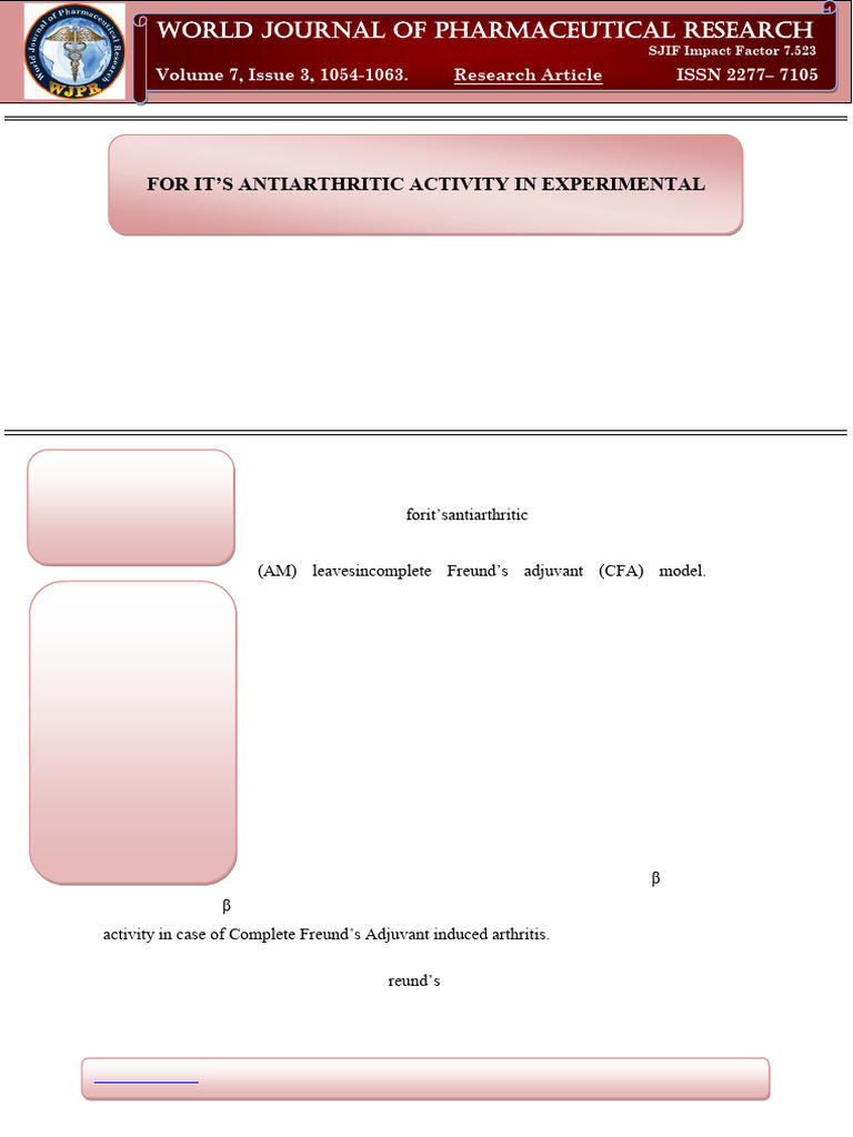 Screening Og Leaf Extracts of Argemone Mexicana For Its Antiarthritic ...