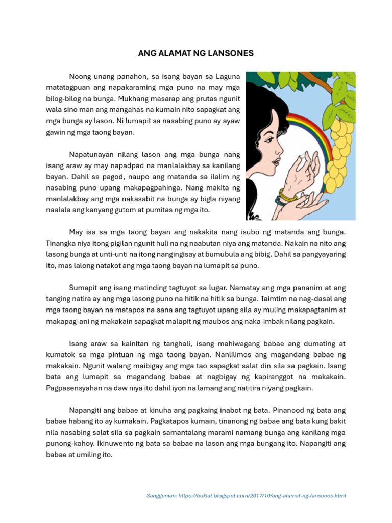 Ang Alamat NG Lansones | PDF