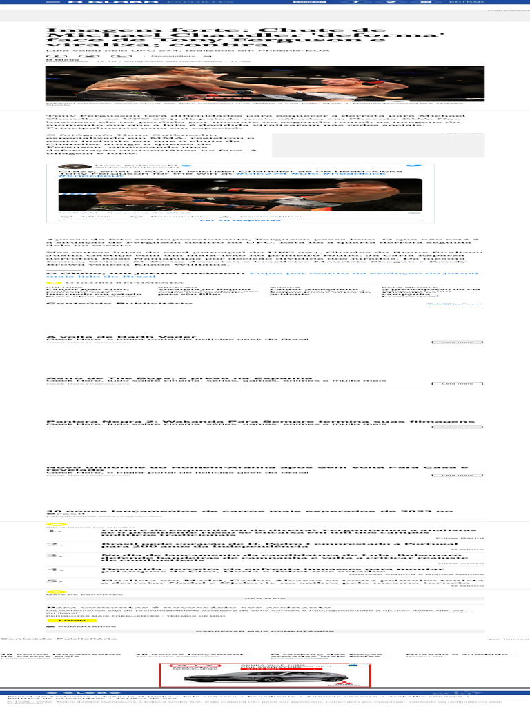 Imagem Forte Chute de Michael Chandler 'Deforma' Face de Tony Ferguson ...