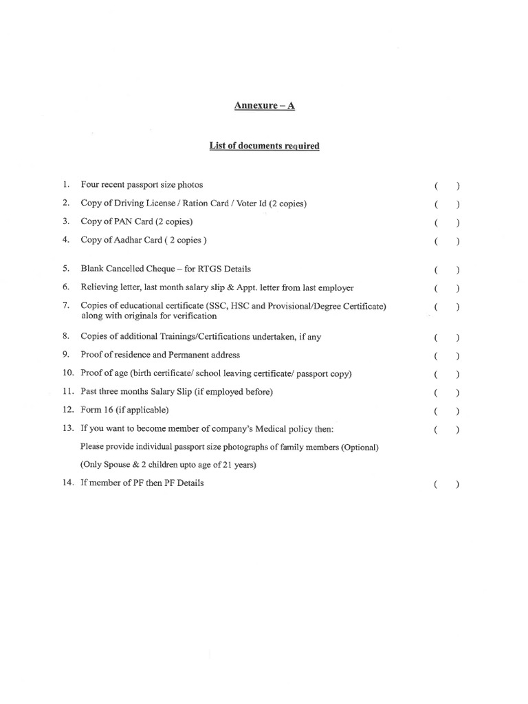Documents List | PDF